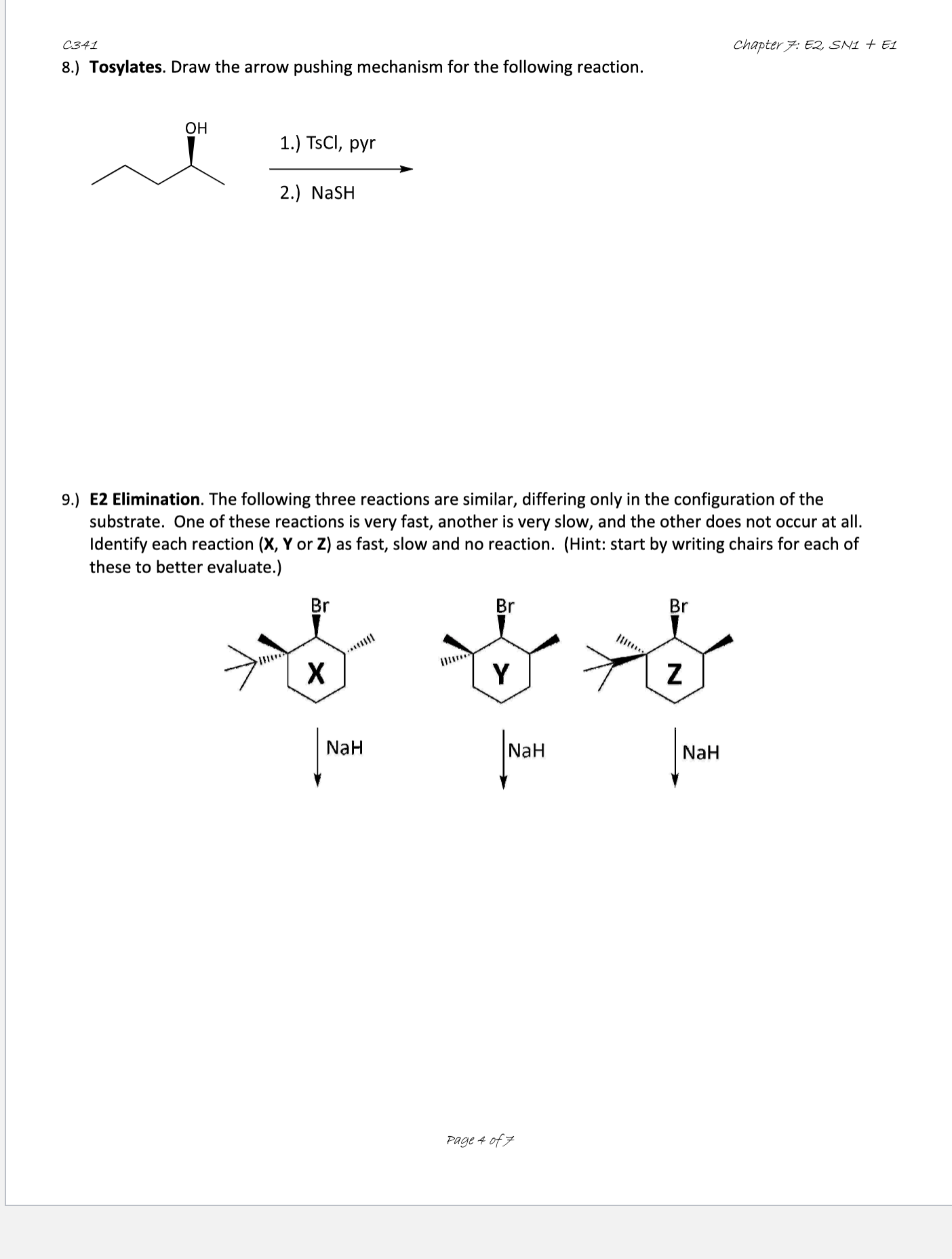 Solved 8.) ﻿Tosylates. Draw the arrow pushing mechanism for | Chegg.com