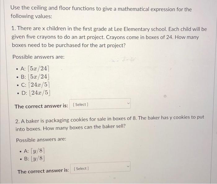 Solved Use the ceiling and floor functions to give a | Chegg.com