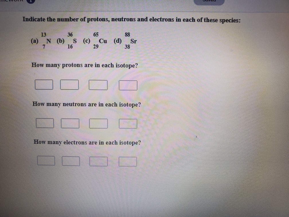Solved Indicate the number of protons, neutrons and | Chegg.com