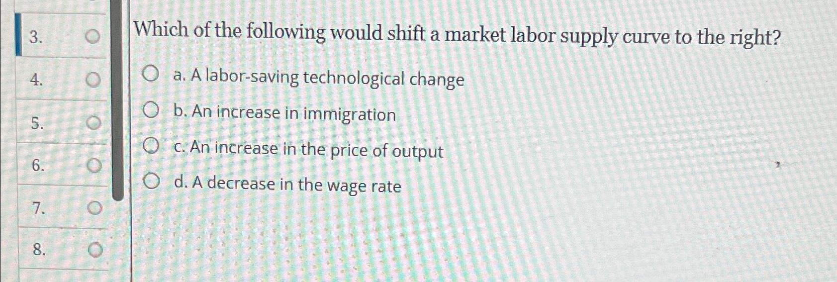 Solved Which of the following would shift a market labor | Chegg.com