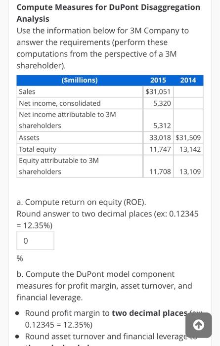 Solved Compute Measures for DuPont Disaggregation Analysis | Chegg.com