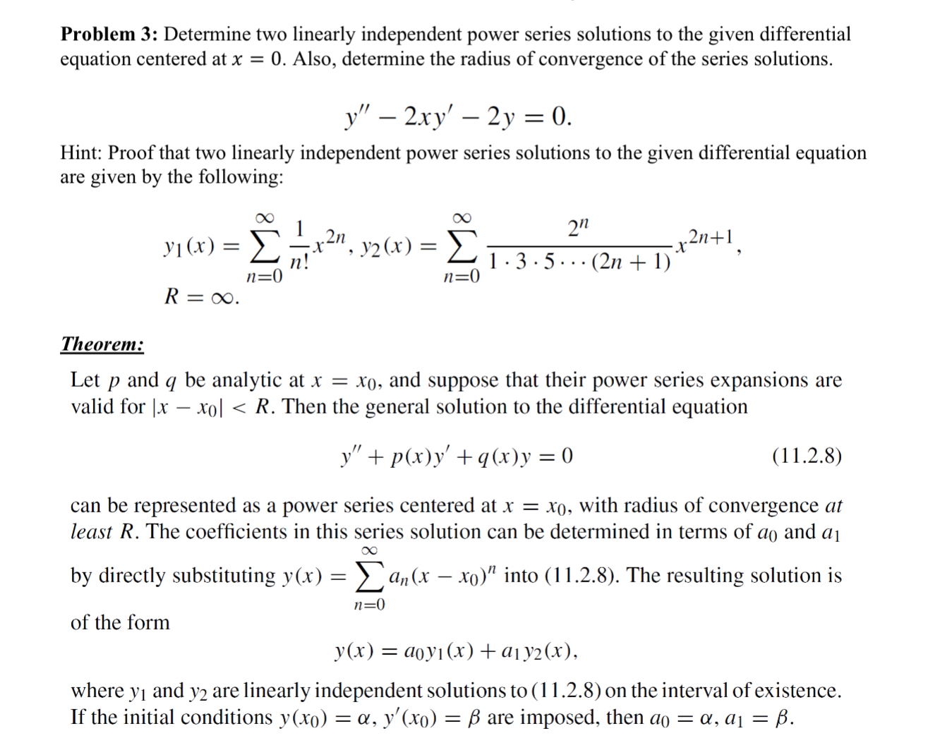 Solved Problem 3: Determine two linearly independent power | Chegg.com