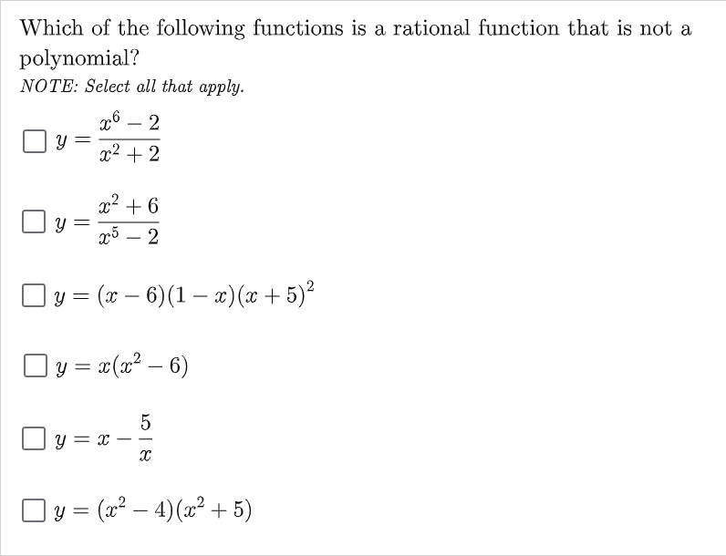 Solved Which Of The Following Functions Is A Rational