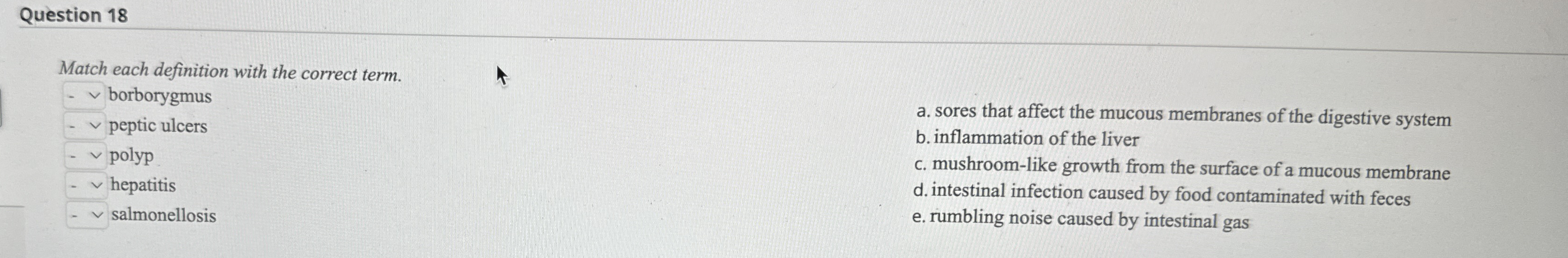 Solved Question 18Match each definition with the correct | Chegg.com