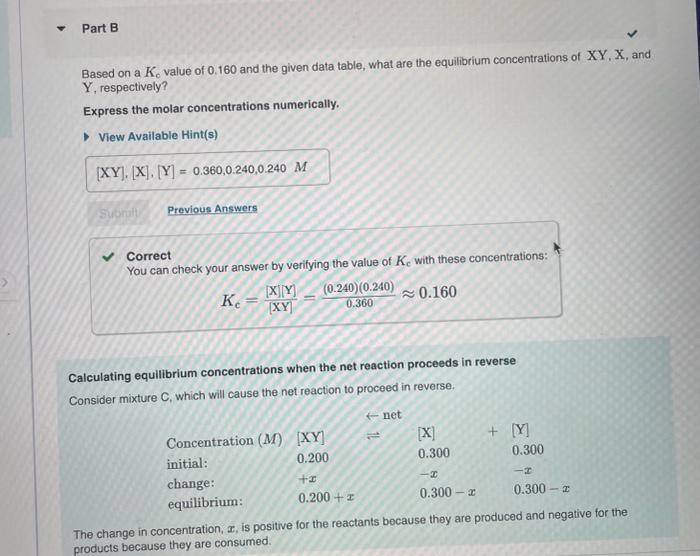 Solved Based on a Kc value of 0.160 and the given data | Chegg.com