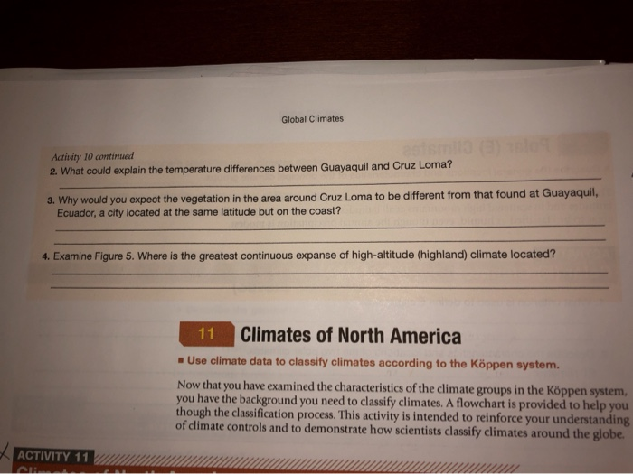 Solved Global Climates Activity 10 continued 2. What could | Chegg.com
