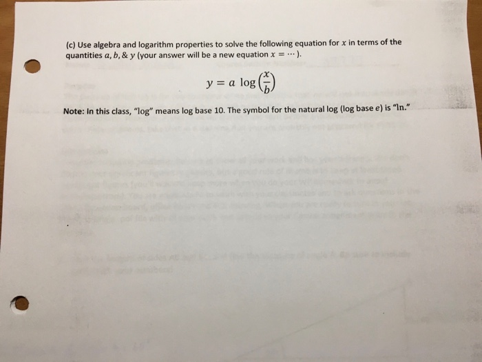 Solved (c) Use algebra and logarithm properties to solve the | Chegg.com