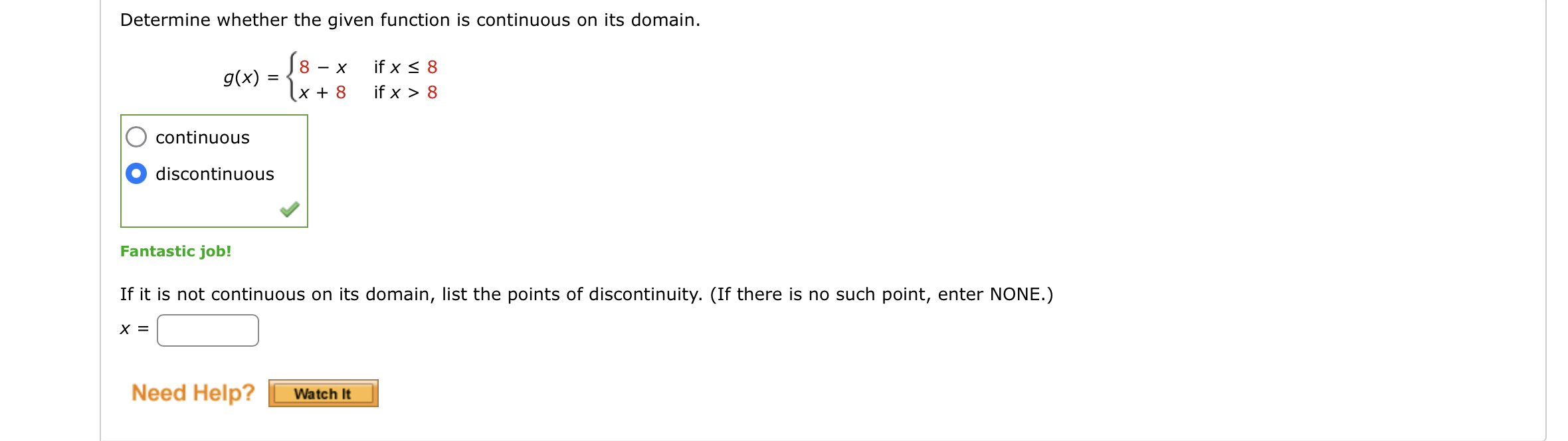 Solved Determine whether the given function is continuous on | Chegg.com