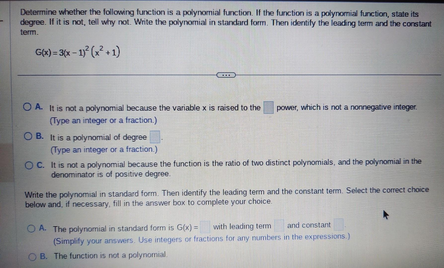 Solved Determine whether the following function is a | Chegg.com