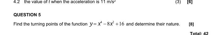 Solved QUESTION 5 Find the turning points of the function | Chegg.com