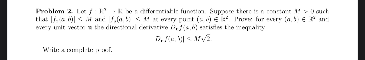 Solved Problem 2. ﻿Let f:R2→R ﻿be a differentiable function. | Chegg.com