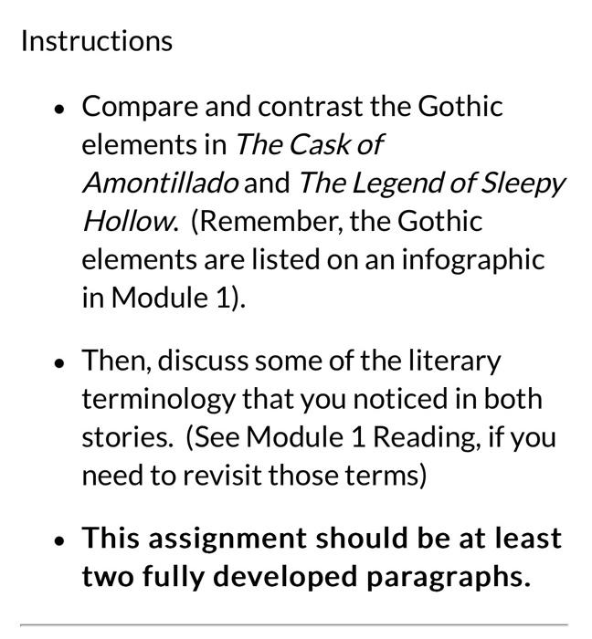 Compare and contrast the gothic elements in "The Cask | Chegg.com