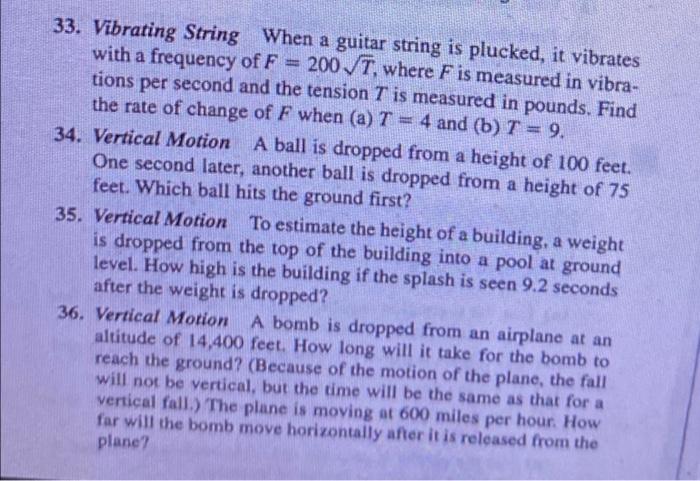 Solved 33. Vibrating String When a guitar string is plucked, | Chegg.com