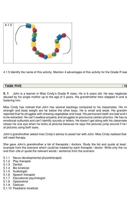 [Solved]: Grade R Observation Teaching Practice 4.1.5
