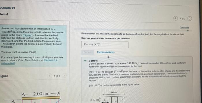 Solved Item 4 & of Constants Part An electron is projected | Chegg.com