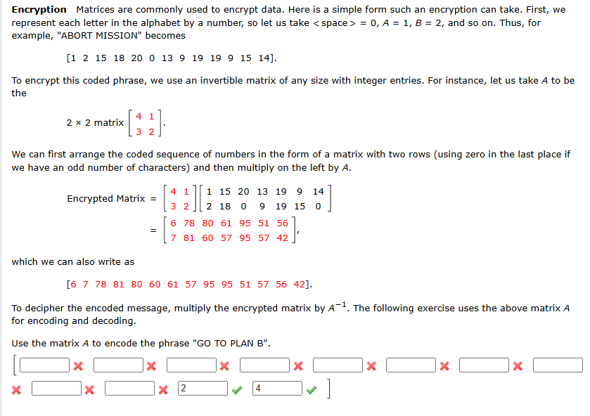Solved Encryption Matrices are commonly used to ﻿encrypt | Chegg.com