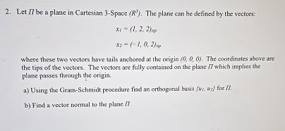 Solved Let Π ﻿be a plane in Cartesian 3-Space (Ry). ﻿The | Chegg.com