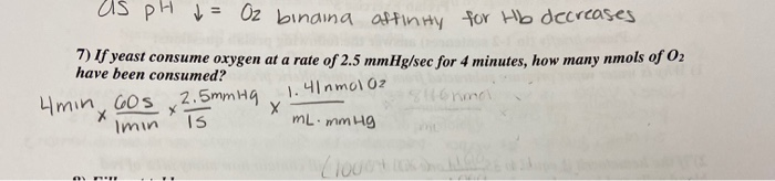 Solved = Oz binana affinity for Hb decreases 7) If yeast | Chegg.com