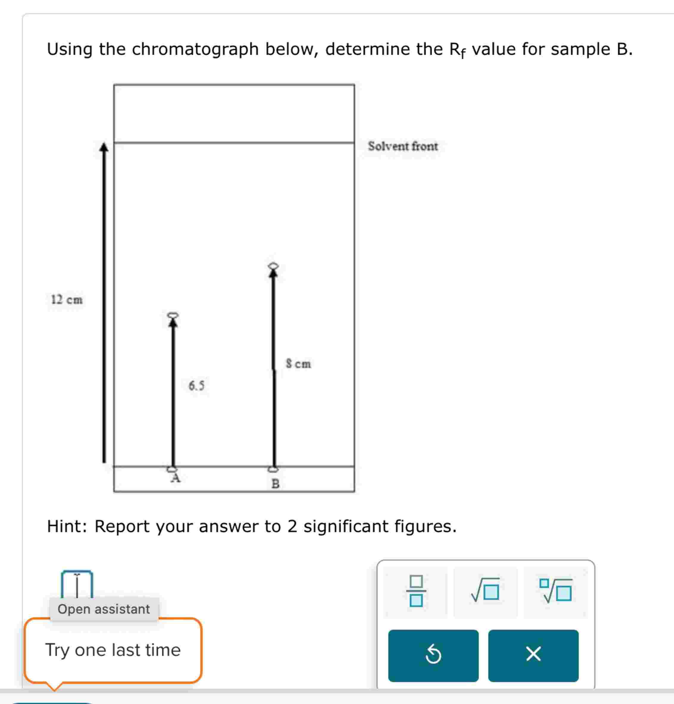 Solved Using the chromatograph below, determine the Rf value | Chegg.com