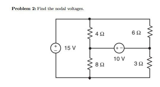 Solved Problem 2: Find the nodal voltages.Answers are:A) | Chegg.com