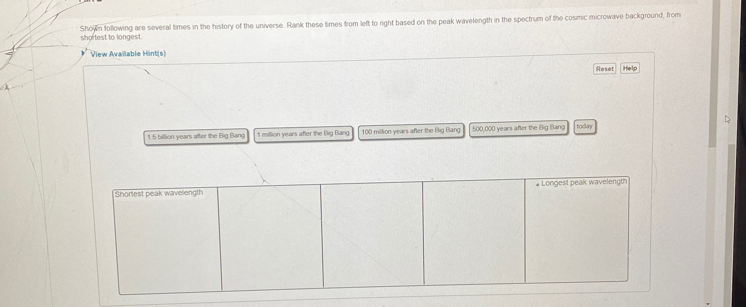 Solved Showin following are several times in the history of | Chegg.com