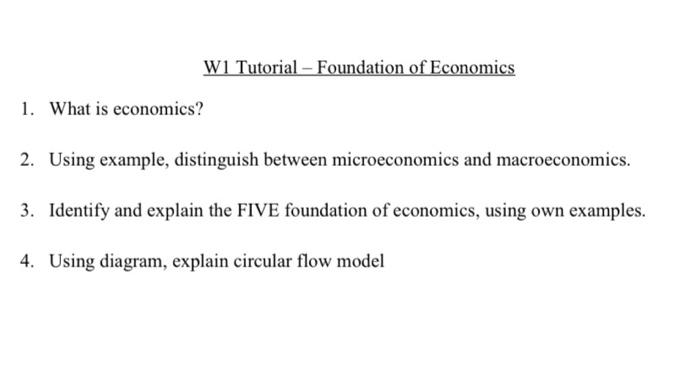 Solved W1 Tutorial - Foundation of Economics 1. What is | Chegg.com
