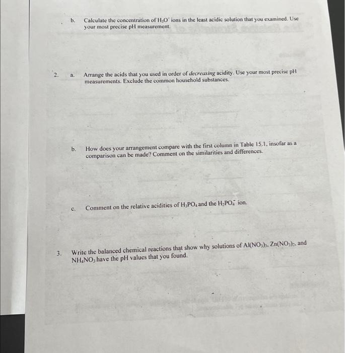 Solved Questions 1. a. Calculate the concentration of | Chegg.com