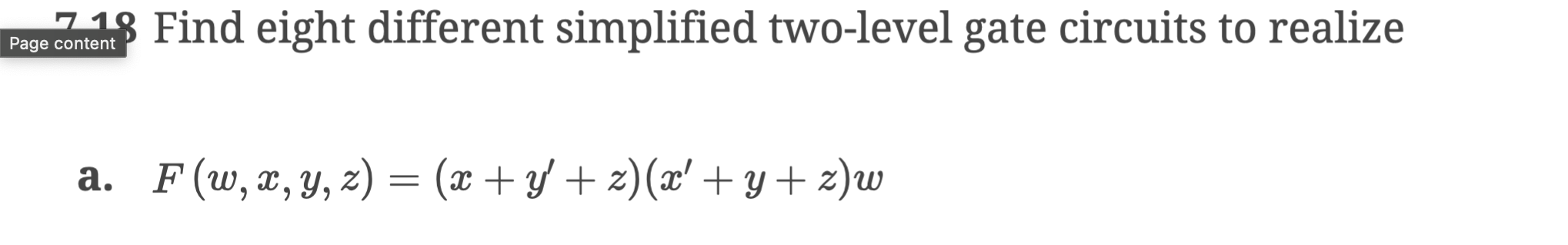 Solved Find eight different simplified two-level gate | Chegg.com