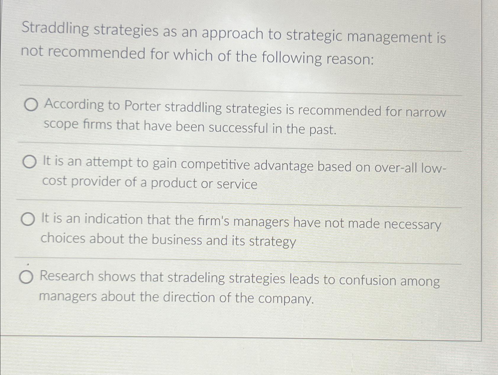 Solved Straddling strategies as an approach to strategic | Chegg.com