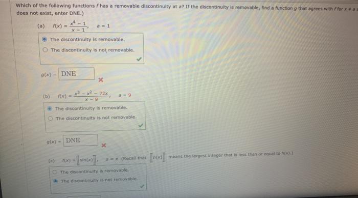 Solved Which of the following functions f has a removable | Chegg.com