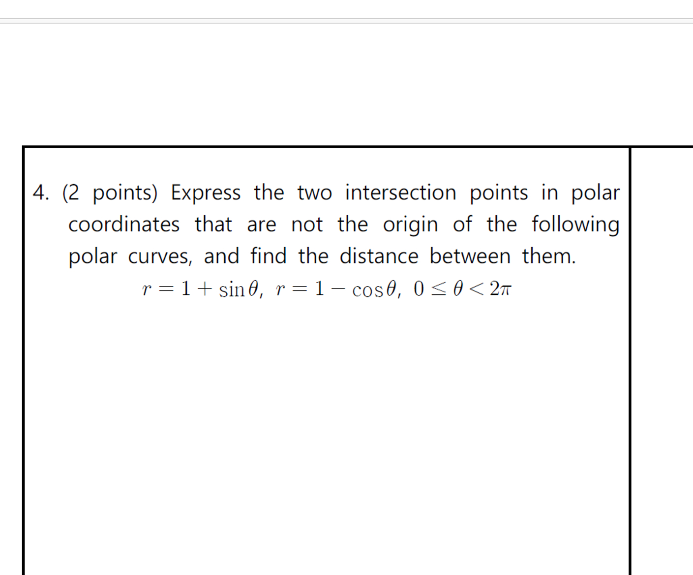 [Solved]: (2 points) Express the two intersection points in