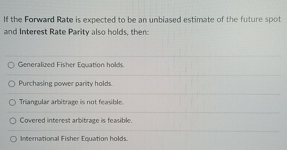 Solved If the Forward Rate is expected to be an unbiased | Chegg.com