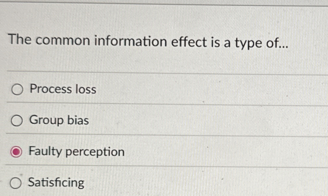 Solved The common information effect is a type of...Process | Chegg.com