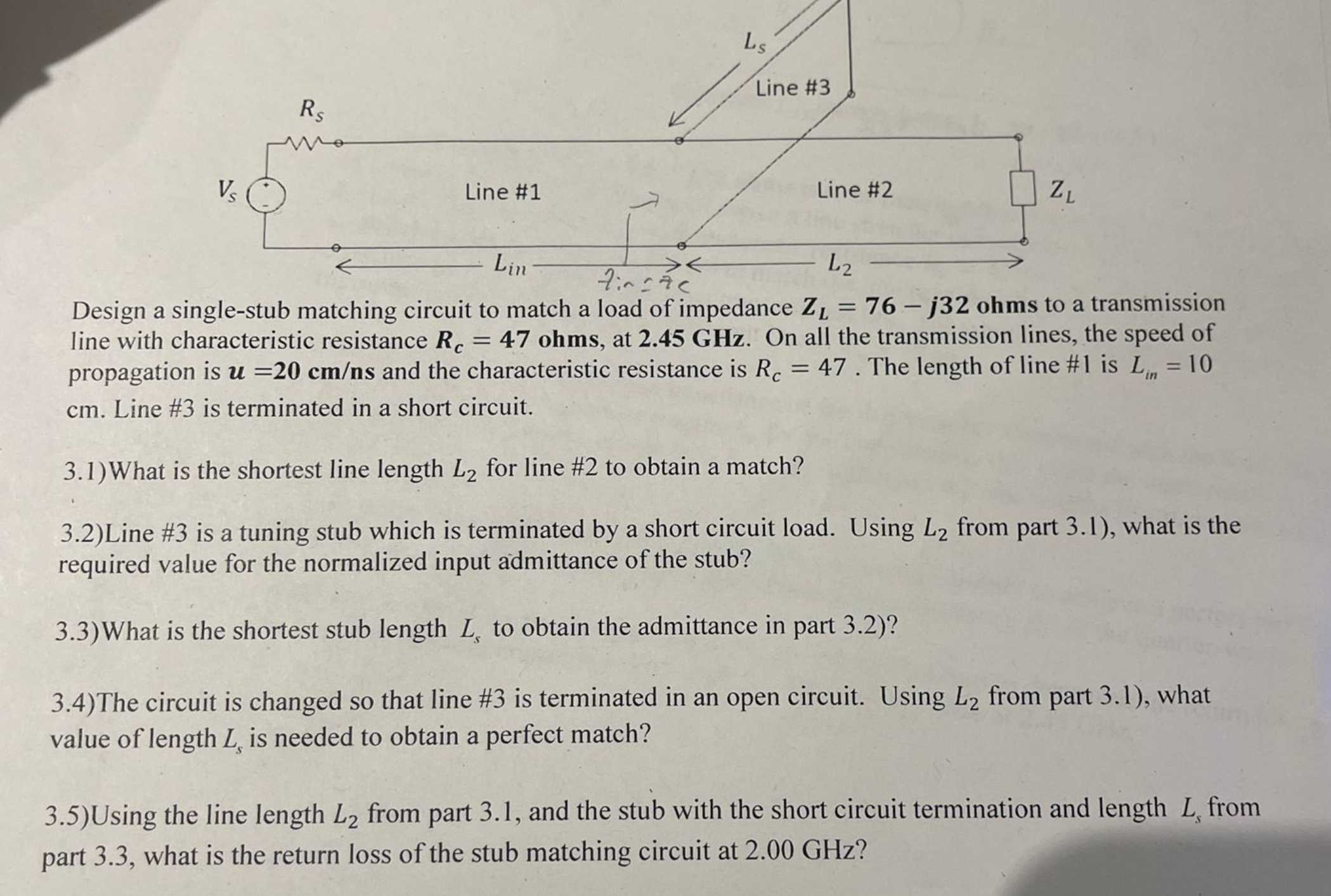Solved Design a single-stub matching circuit to match a load | Chegg.com