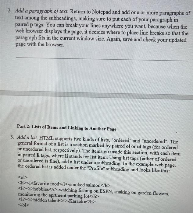 Solved Add headings to your page and its three sections. | Chegg.com