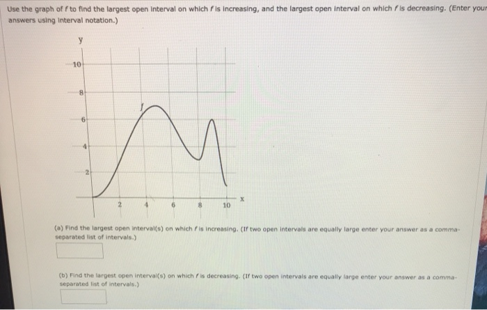 Solved Use the graph off to find the largest open Interval | Chegg.com