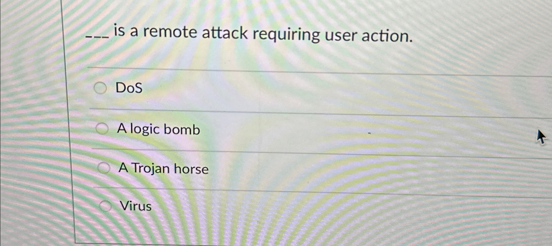 Solved is a remote attack requiring user action.DoSA logic | Chegg.com
