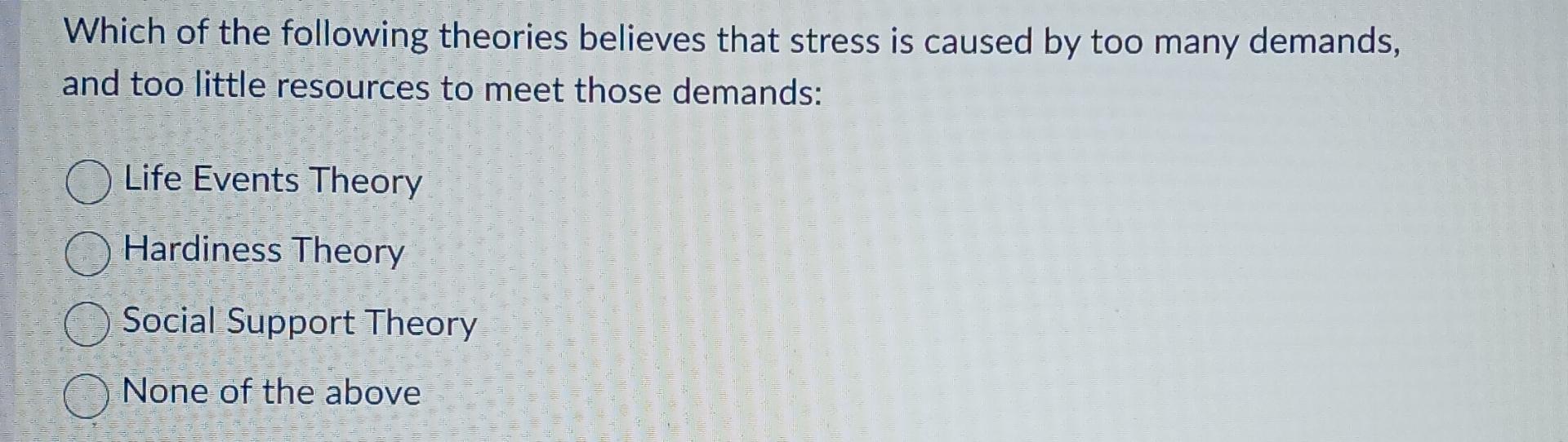 Solved Which of the following theories believes that stress | Chegg.com