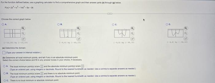 Solved For the function defined below, use a graphing | Chegg.com