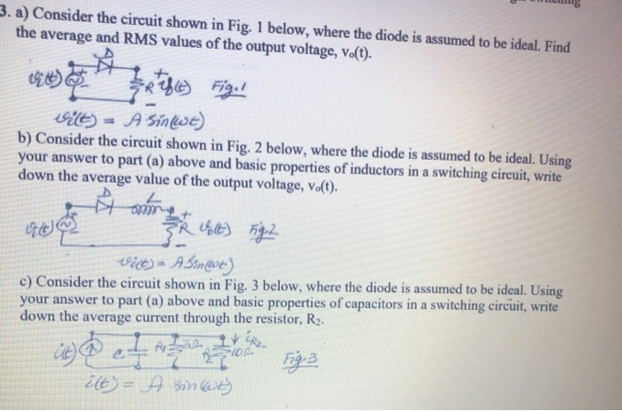 Solved ng 3. a) Consider the circuit shown in Fig. 1 below, | Chegg.com