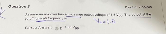 Solved Assume an amplifier has a mid range output voltage of | Chegg.com