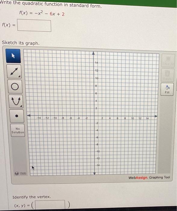 Solved Write the quadratic function in standard form. f(x) = | Chegg.com