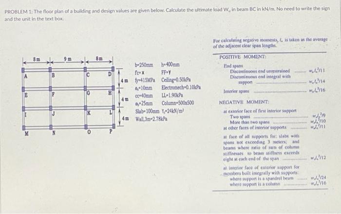 Solved f'c= 42mpaFf=0.8kpacalculate the:-ultimate load Wu in | Chegg.com