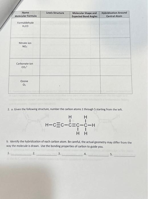 Solved Exercises 1. Use the Lewis structure and VSEPR model | Chegg.com