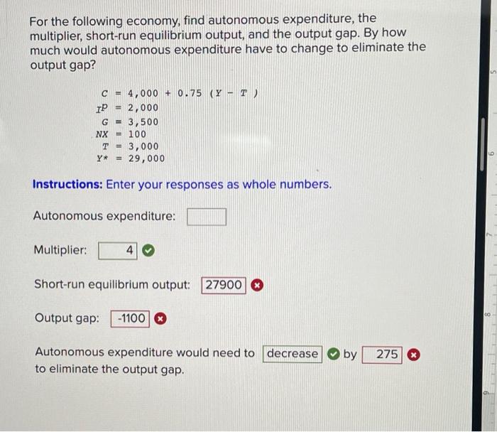 Solved For the following economy, find autonomous | Chegg.com
