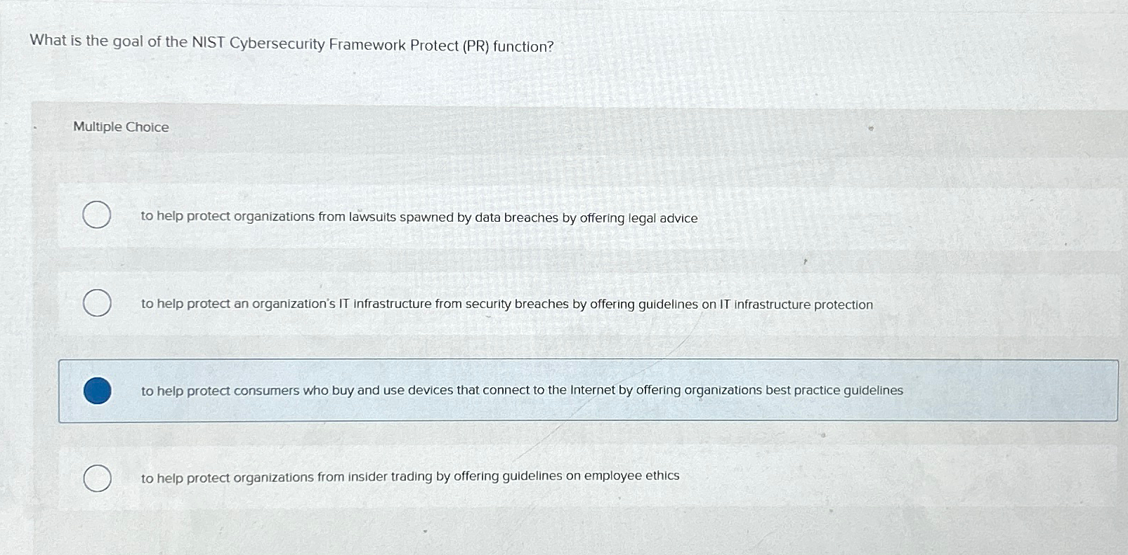 Solved What is the goal of the NIST Cybersecurity Framework | Chegg.com