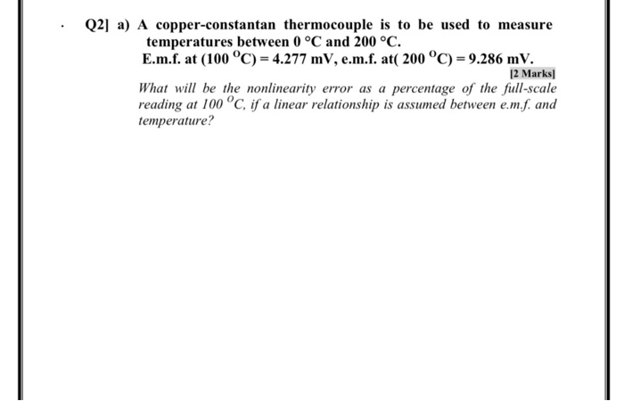 Solved • Q2] a) A copper-constantan thermocouple is to be | Chegg.com