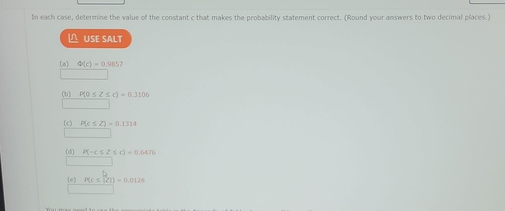 Solved In each case, determine the value of the constant c | Chegg.com
