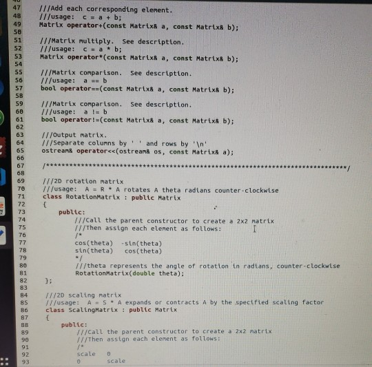 Solved C++ program!!! I just need to implement Matrices.cpp | Chegg.com
