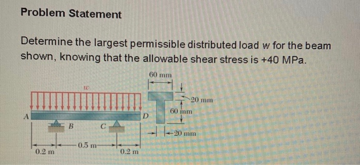 Solved Problem Statement Determine the largest permissible | Chegg.com